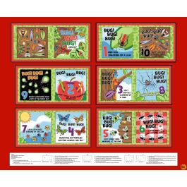 Bug Bug Bug: Cloth Book Panel (1 yard) - Henry Glass Fabrics 3259p-88 red