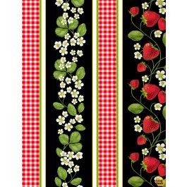 Strawberry Patch: Strawberries and Gingham Border Stripe - Timeless ...